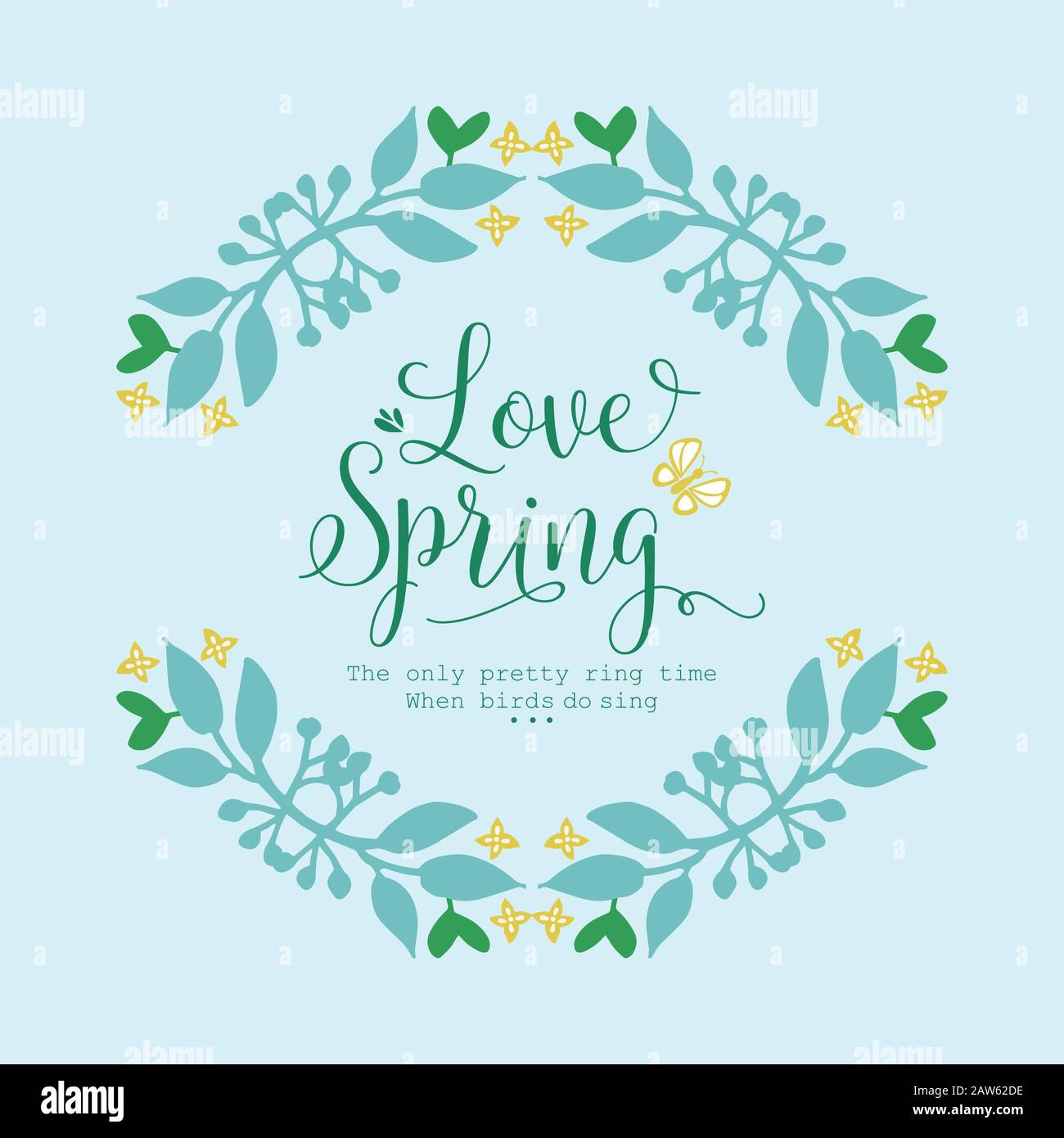 The cute pattern of leaf and flower frame, for love spring poster ...