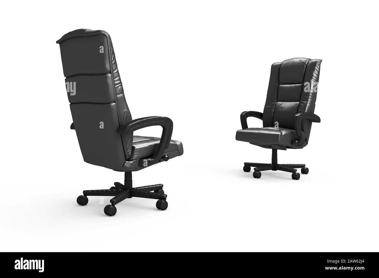3d rendering, front and back view of standard office chair for business ...