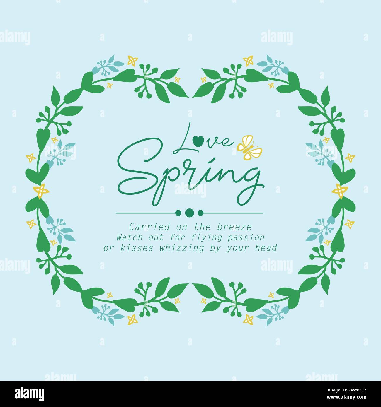 Unique pattern of leaf and flower frame, for cute love spring greeting ...