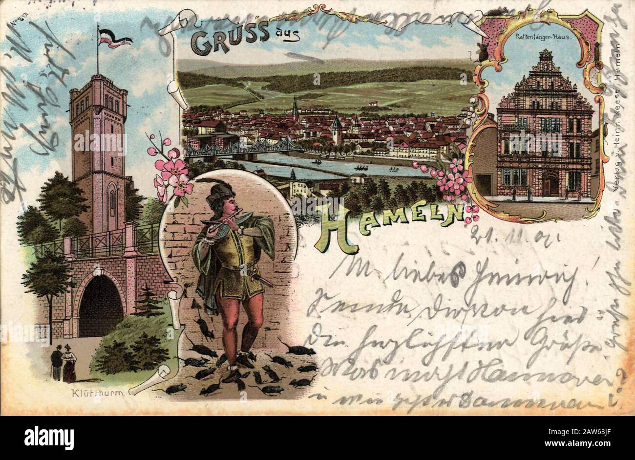 1902, HAMELN , Lower Saxony , GERMANY :German postcard from Hameln with ...