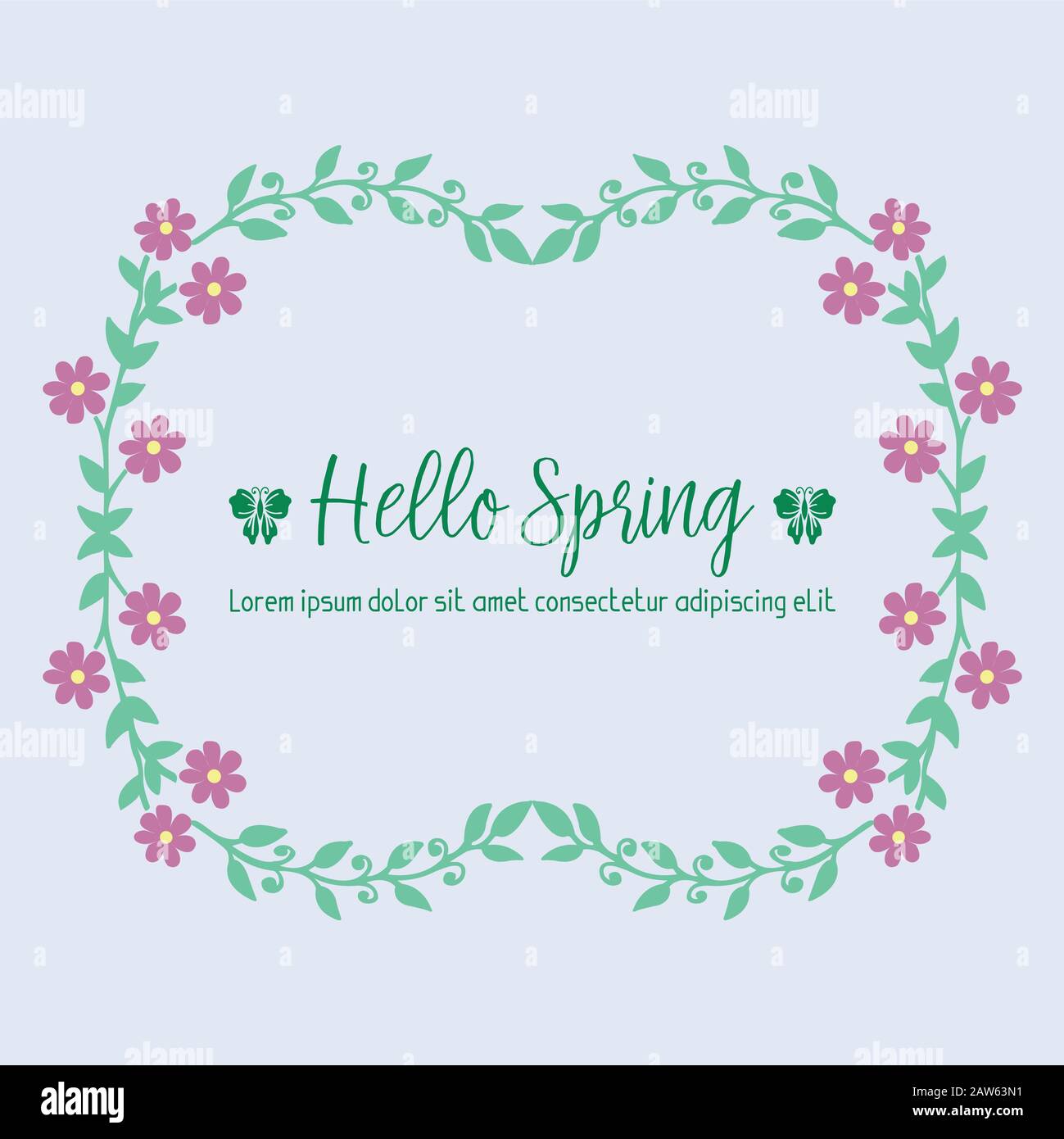 Simple Shape of happy spring invitation card, with elegant leaf and ...