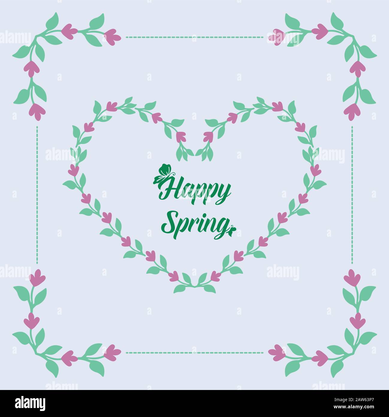 Simple Shape of happy spring invitation card, with elegant leaf and ...