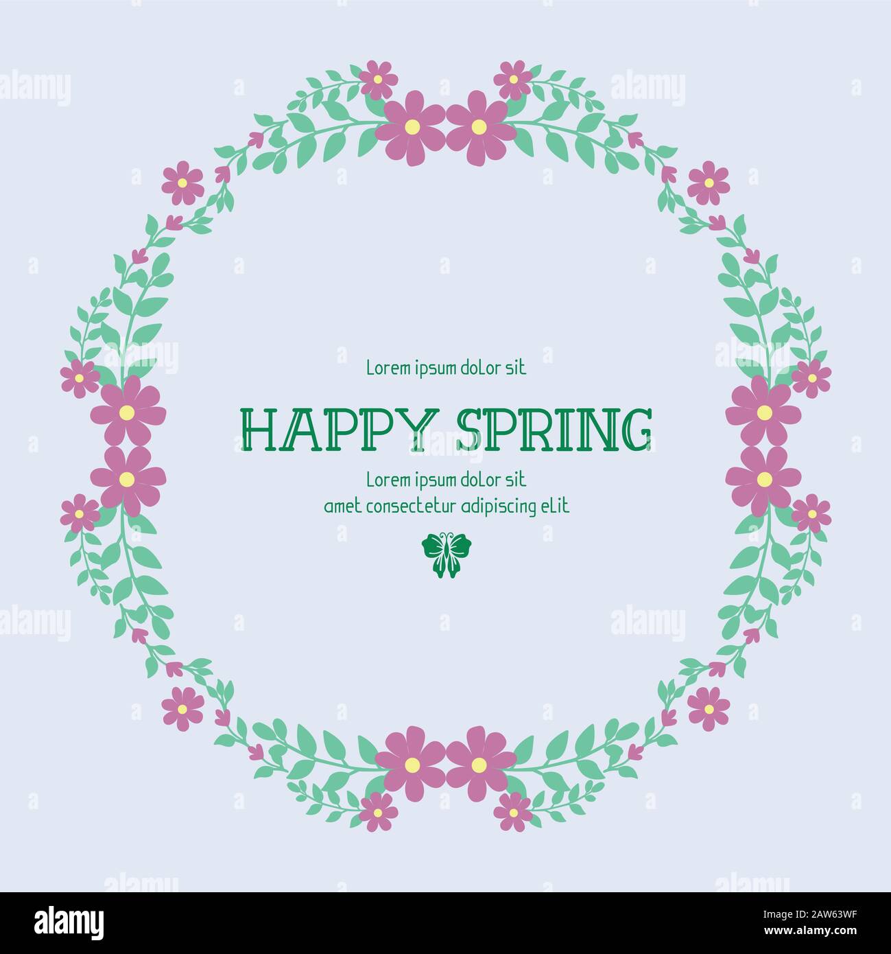 Simple Shape of happy spring invitation card, with elegant leaf and ...