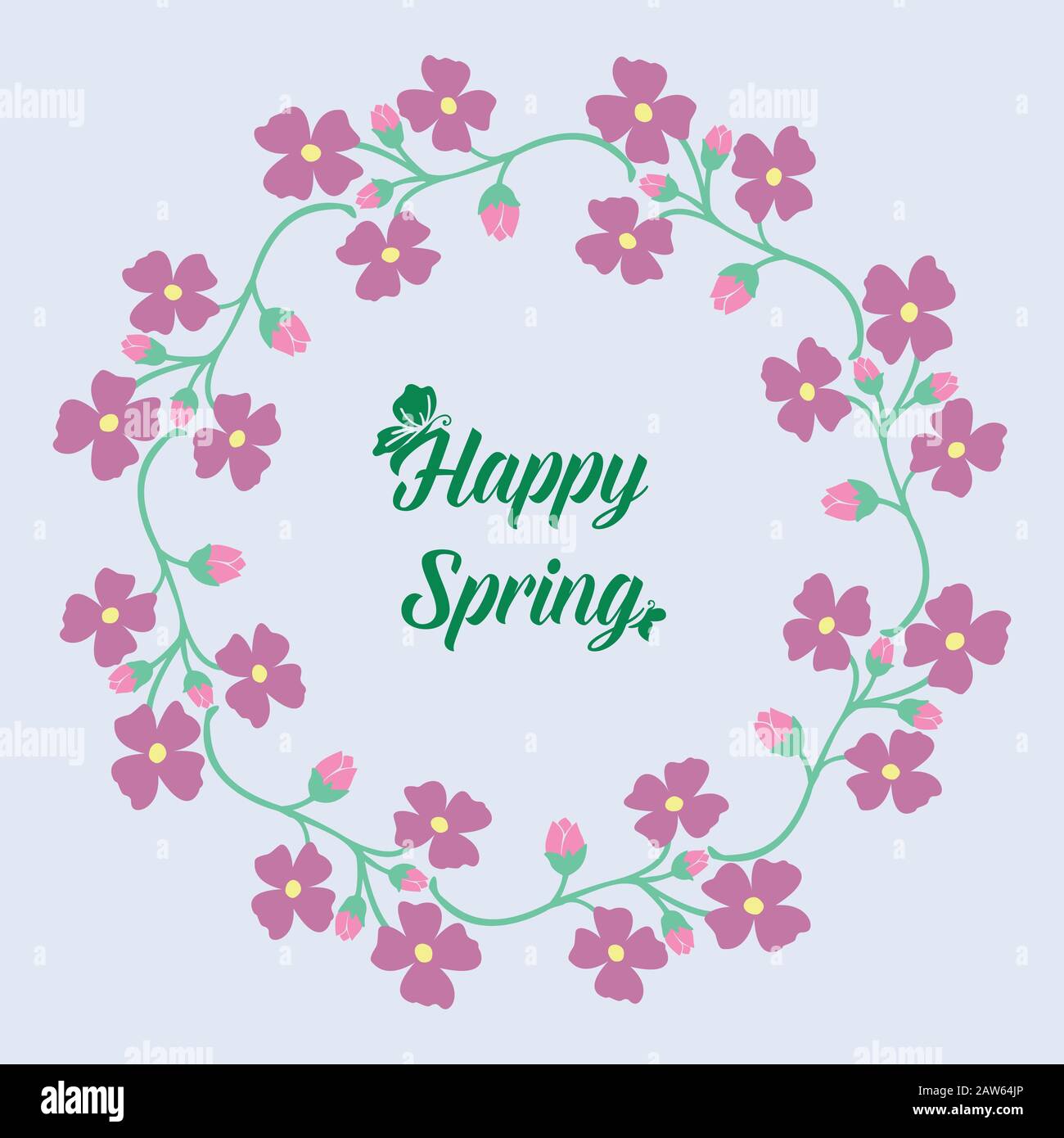 The beauty of pink wreath frame, for happy spring invitation card ...