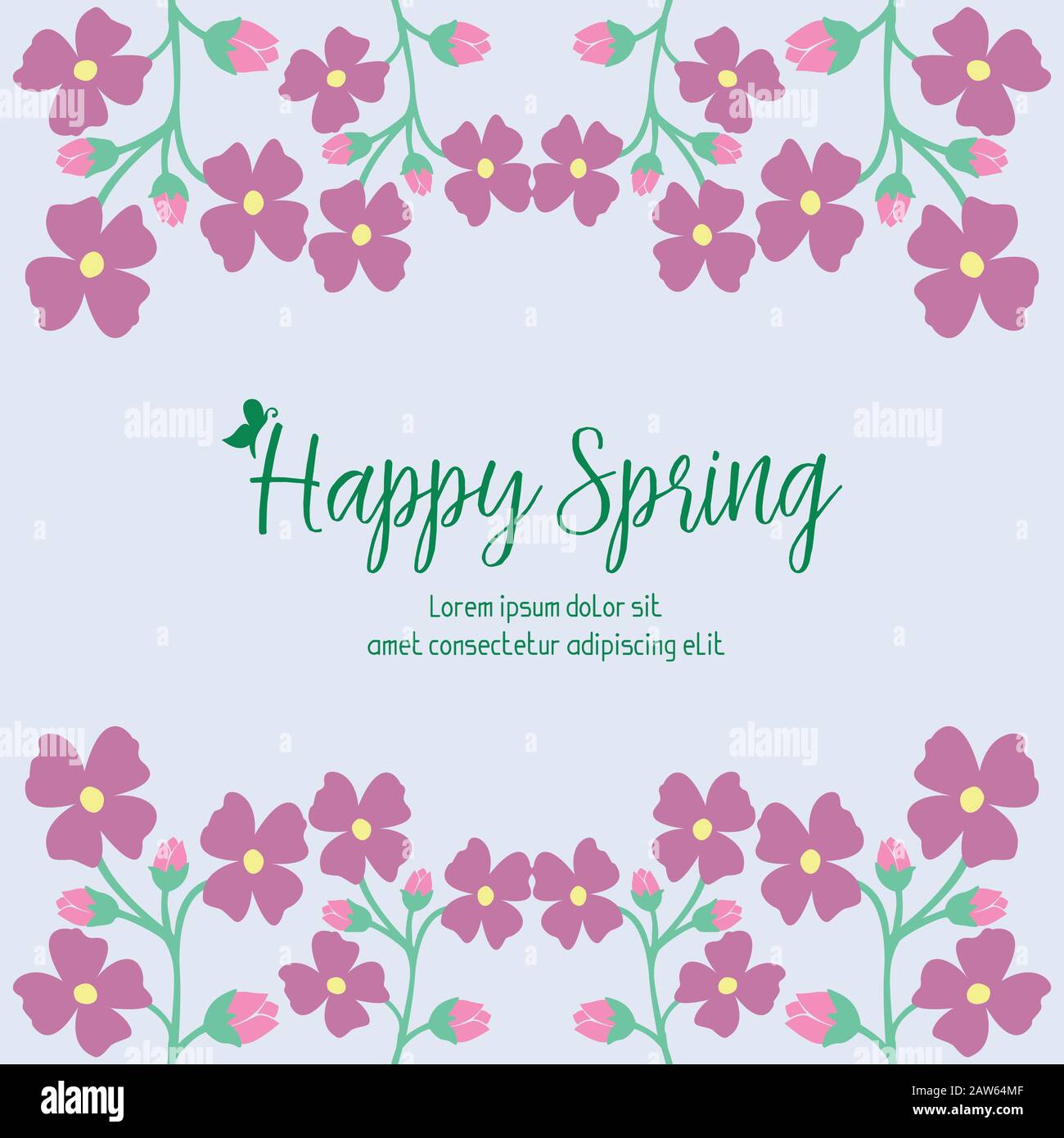 The beauty of pink wreath frame, for happy spring invitation card ...