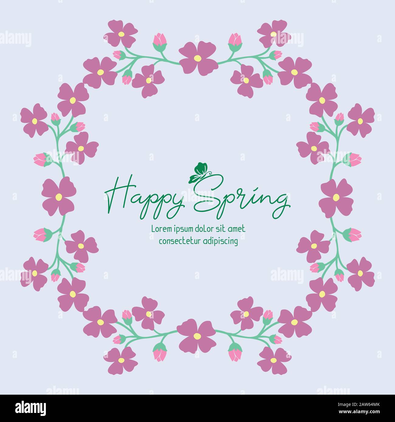 The beauty of pink wreath frame, for happy spring invitation card ...