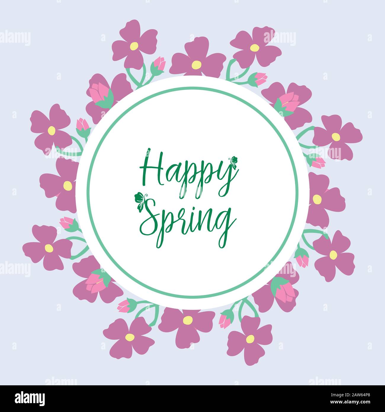 The beauty of pink wreath frame, for happy spring invitation card ...