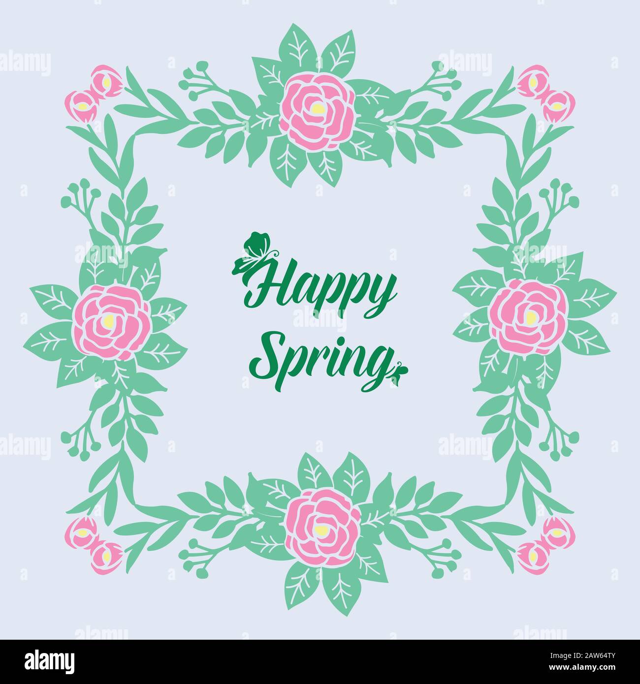 Elegant Shape of happy spring invitation card, with cute leaf and ...