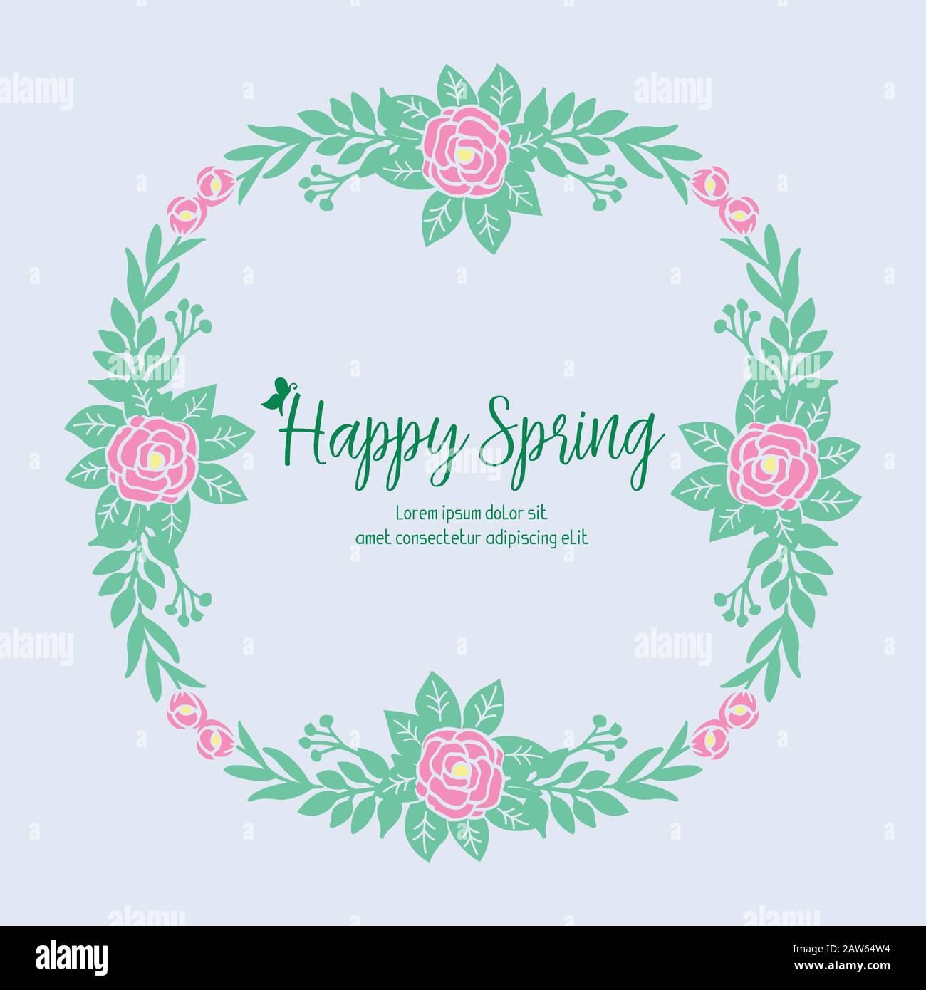 Elegant Shape of happy spring invitation card, with cute leaf and ...