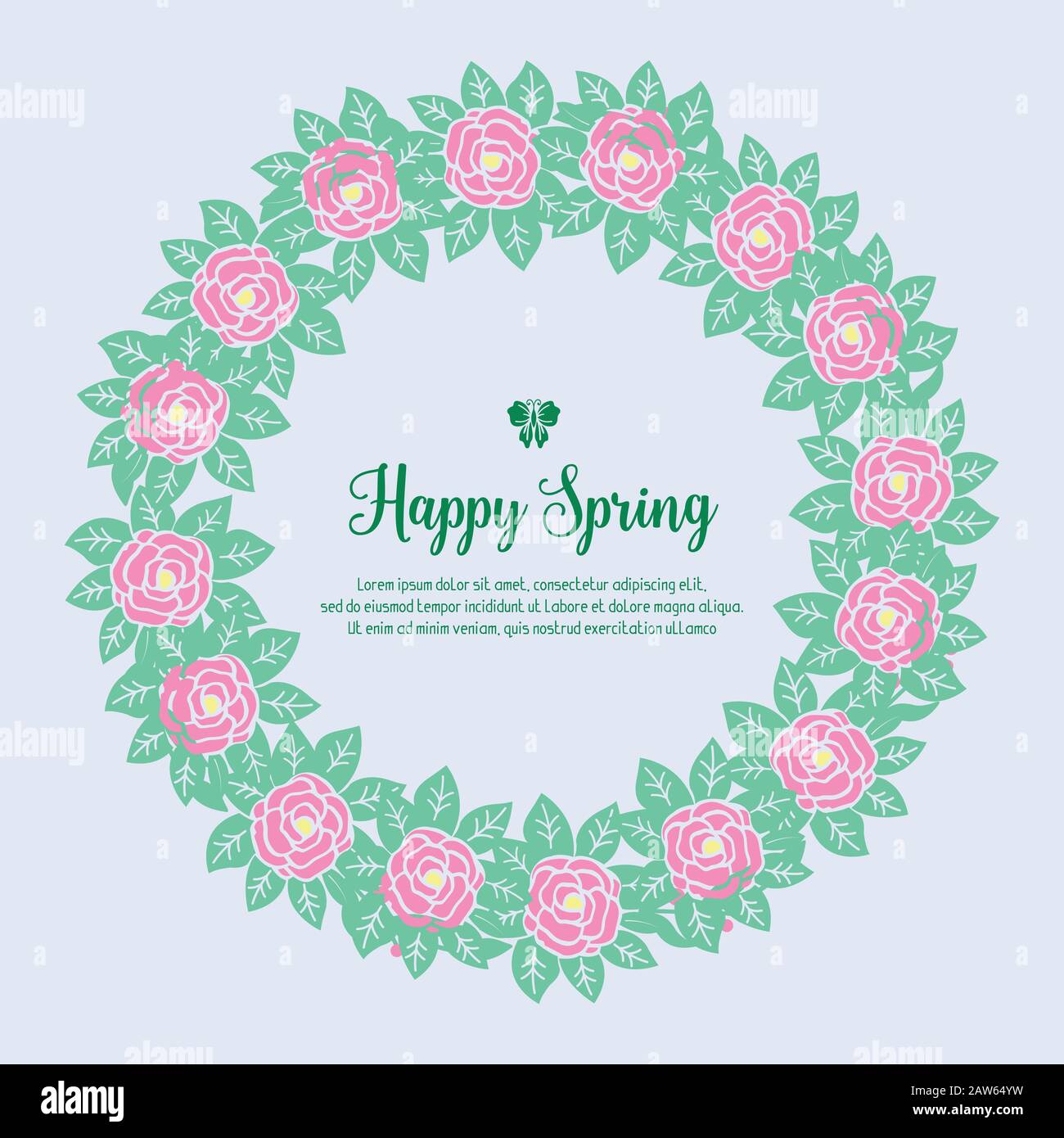 Elegant Shape of happy spring invitation card, with cute leaf and ...
