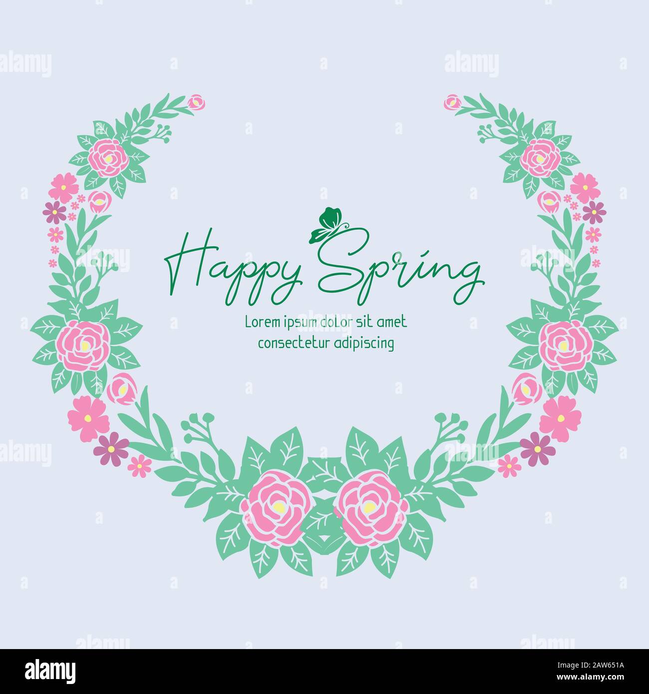 Template for happy spring greeting card design, with beautiful concept ...