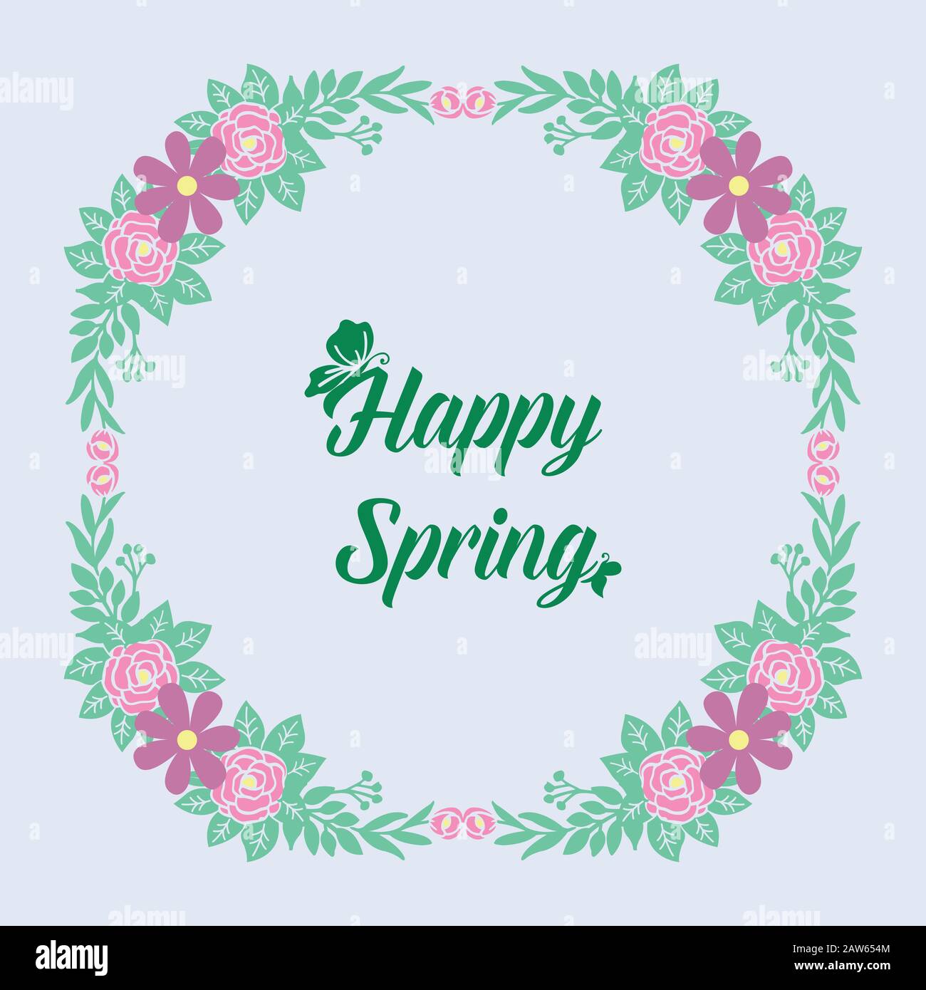 Template for happy spring greeting card design, with beautiful concept ...