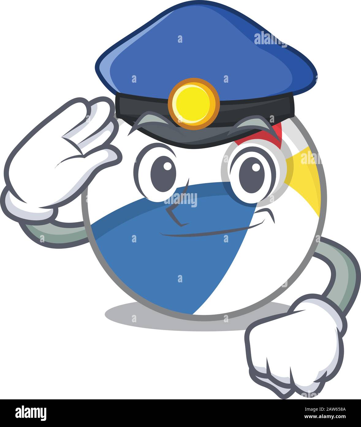 A manly beach ball Cartoon concept working as a Police officer Stock ...