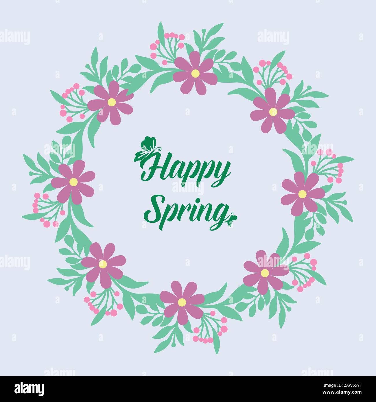 Vintage shape of leaf and pink flower frame, for happy spring greeting ...