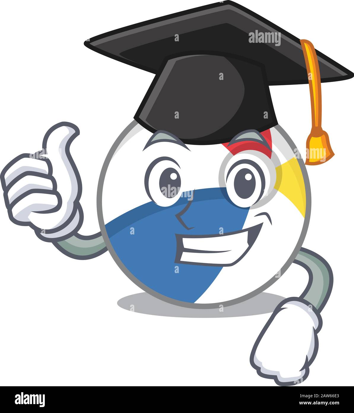 happy and proud of beach ball wearing a black Graduation hat Stock ...