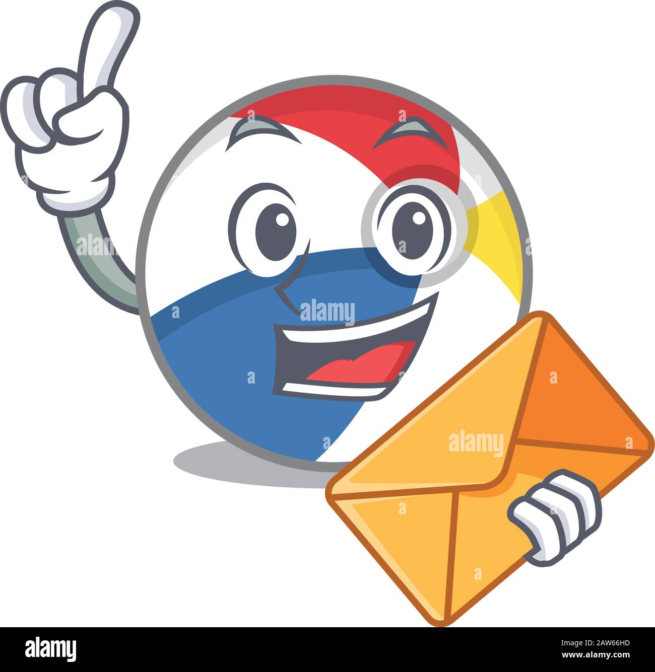 Happy face beach ball mascot design with envelope Stock Vector Image ...