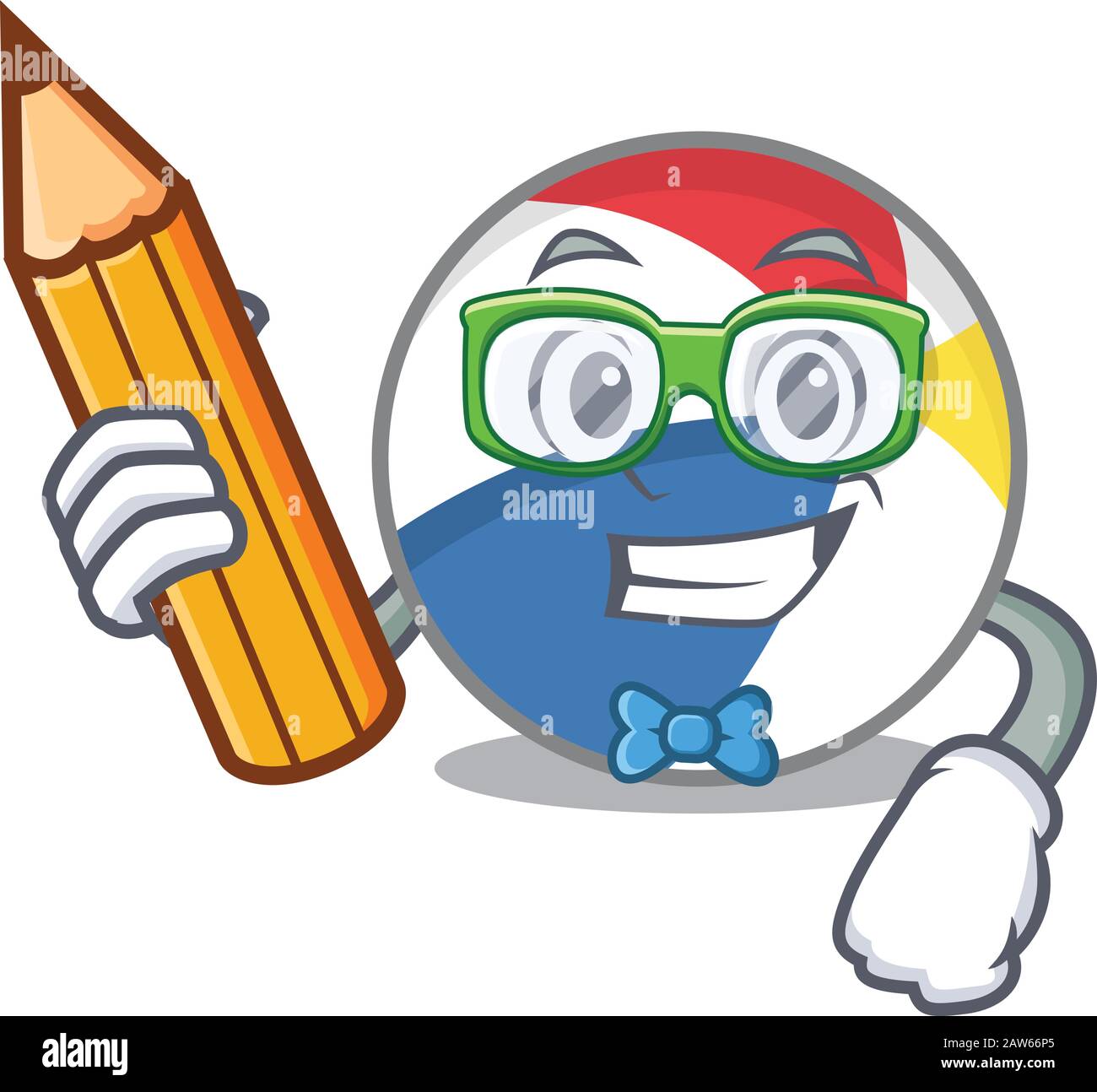 A smart Student beach ball character holding pencil Stock Vector Image ...