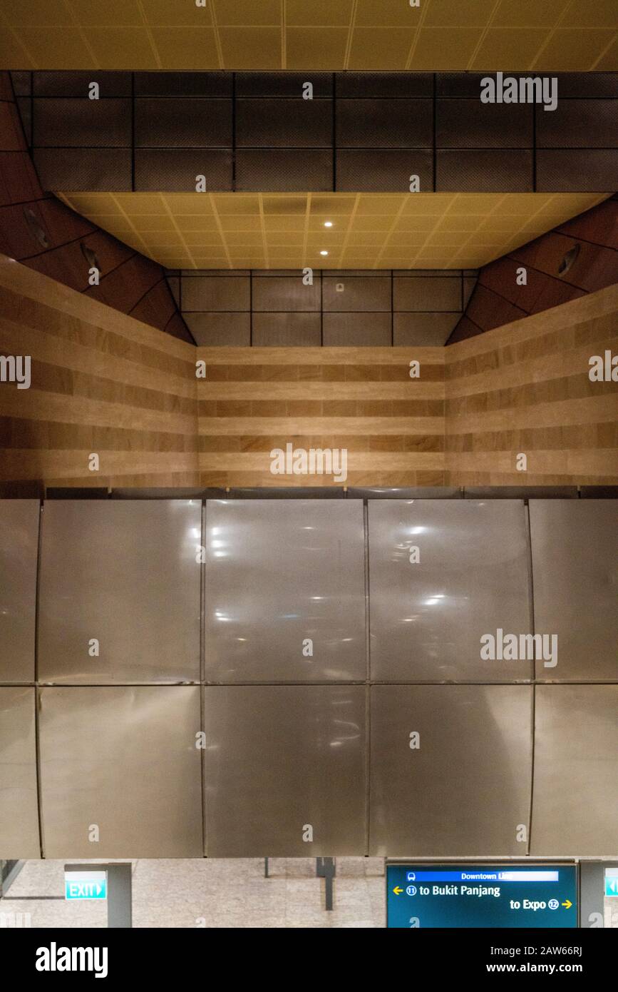 Singapore, April, 2019. Interior shot of the Rochor MRT station. The ...