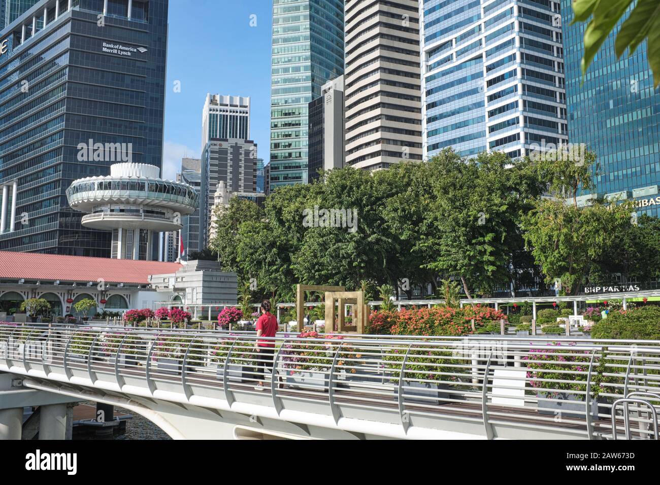 View from Clifford Pier towards Collyer Quay and high rises of the ...