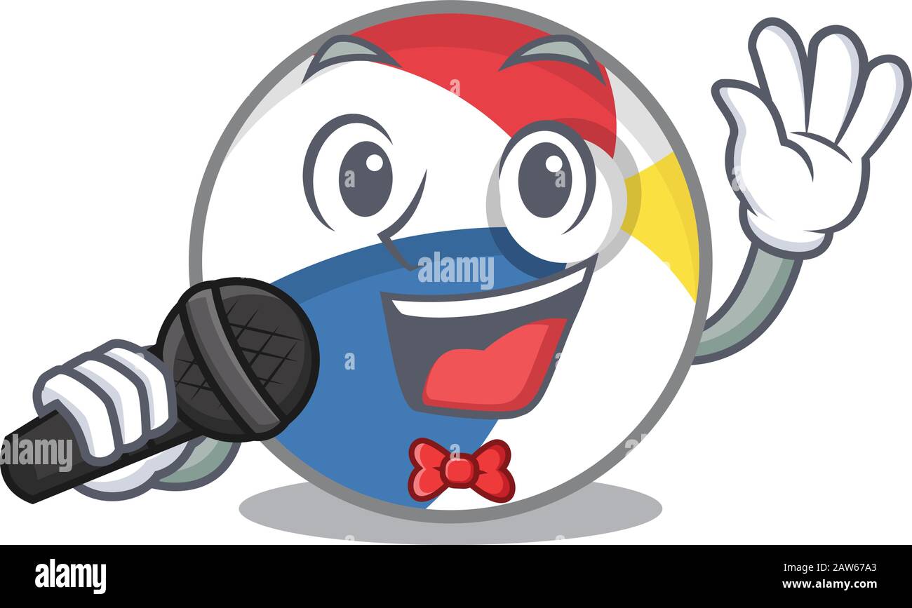 Happy beach ball singing on a microphone Stock Vector Image & Art - Alamy