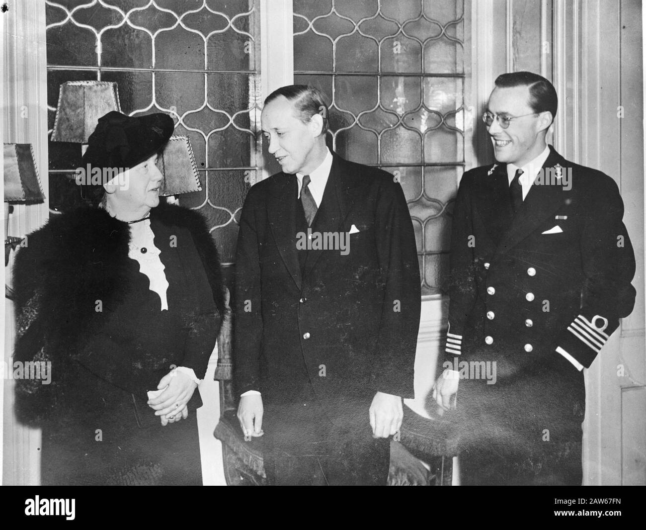 Queen Wilhelmina (left) and Harry Lloyd Hopkins (center), personal ...