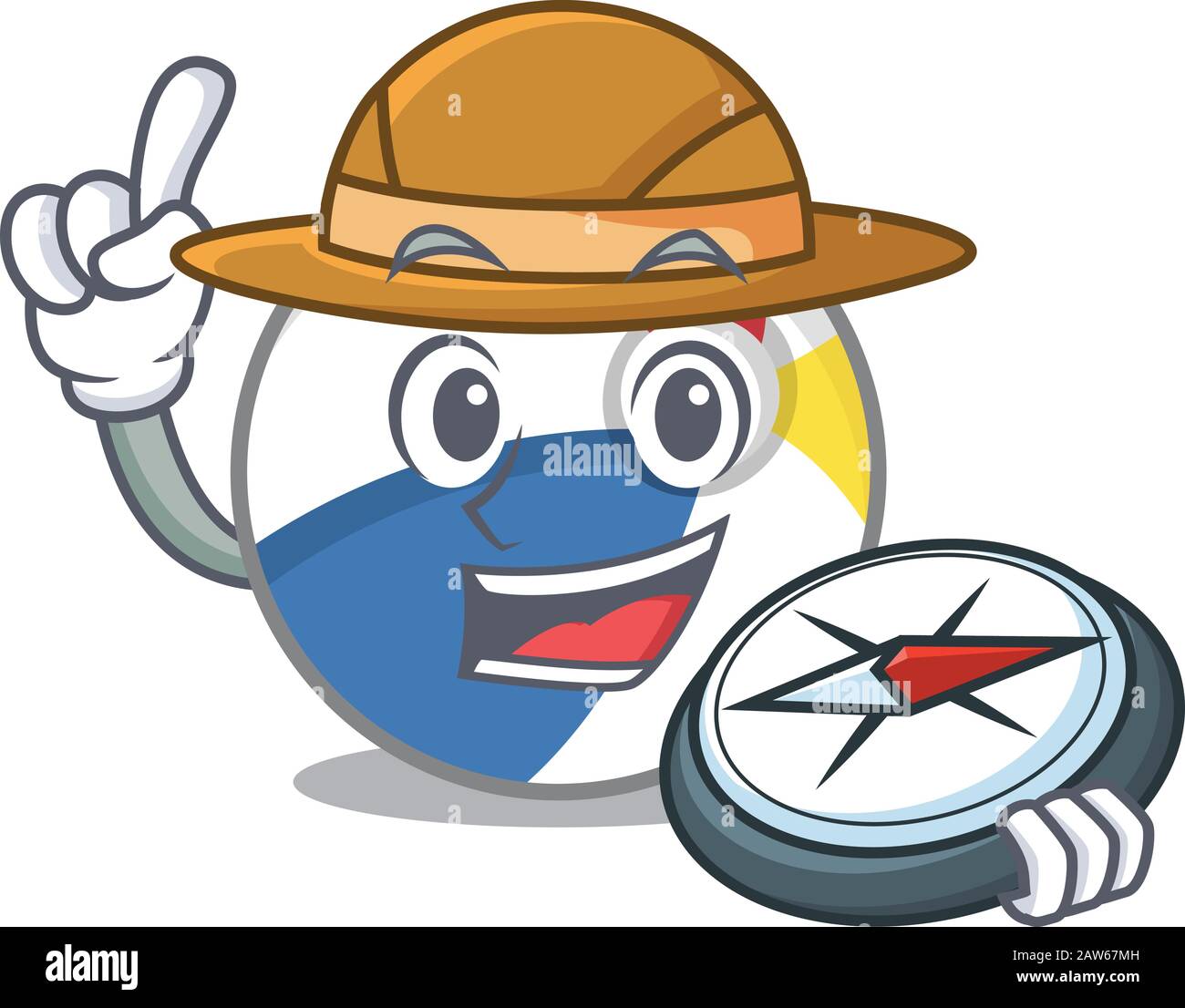 Beach ball experienced Explorer using a compass Stock Vector Image ...