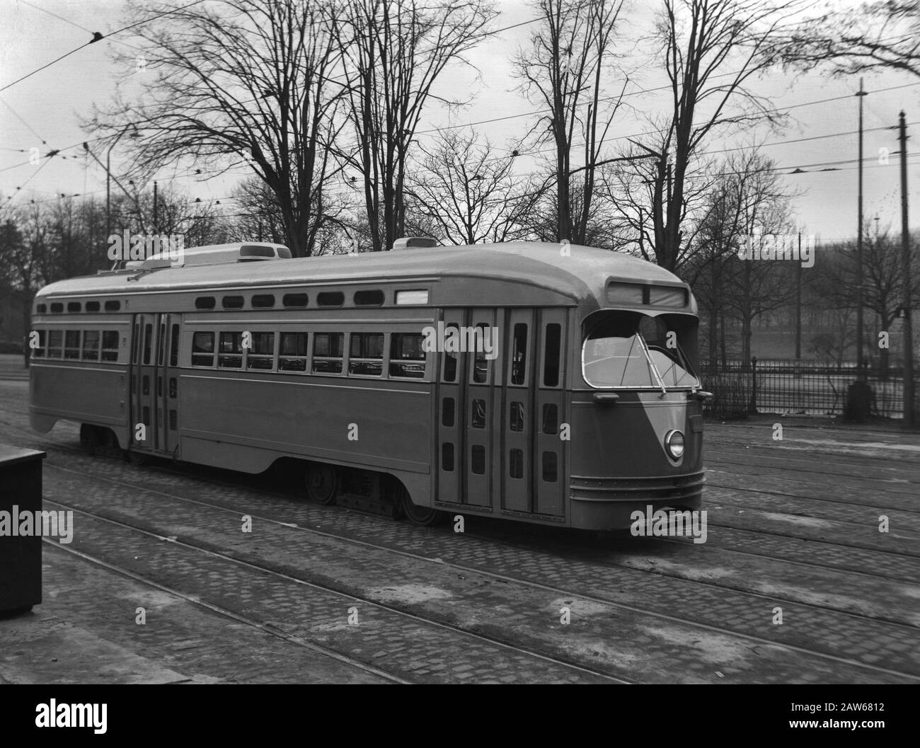 Imported American PCC streetcar in Brussels for test drives on the tram ...
