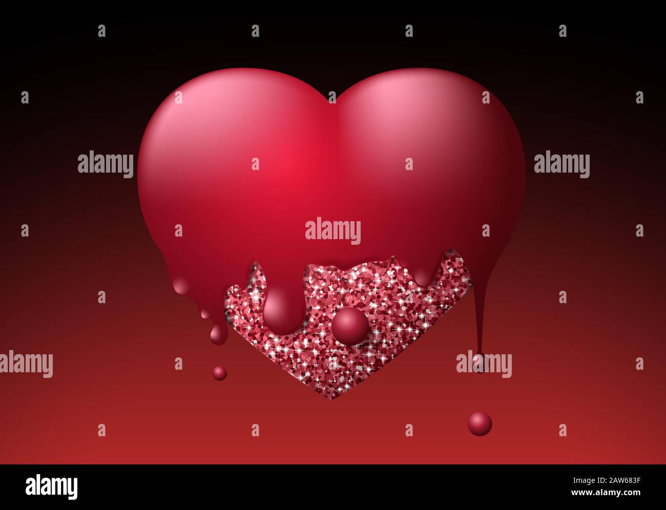 Slime and glitter heart for Valentines Day greeting card or children ...