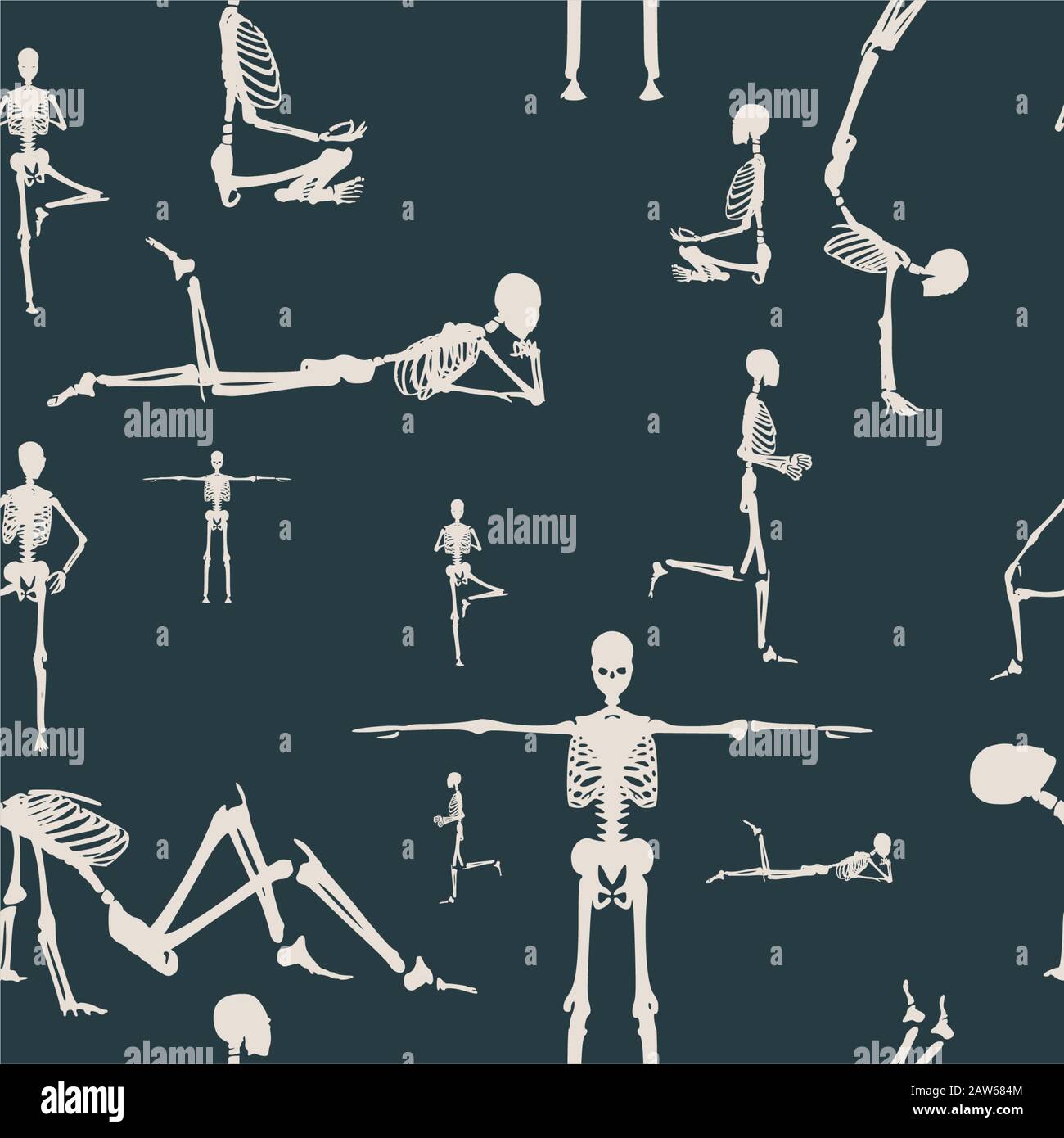 Halloween Human Skeleton Seamless Background Stock Vector Image And Art