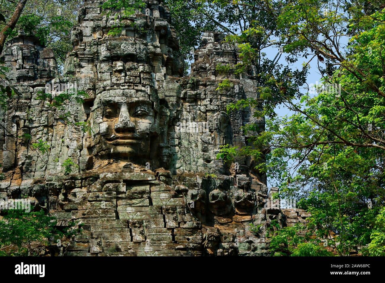 carved head in Angkor wat temple,Cambodia Stock Photo - Alamy