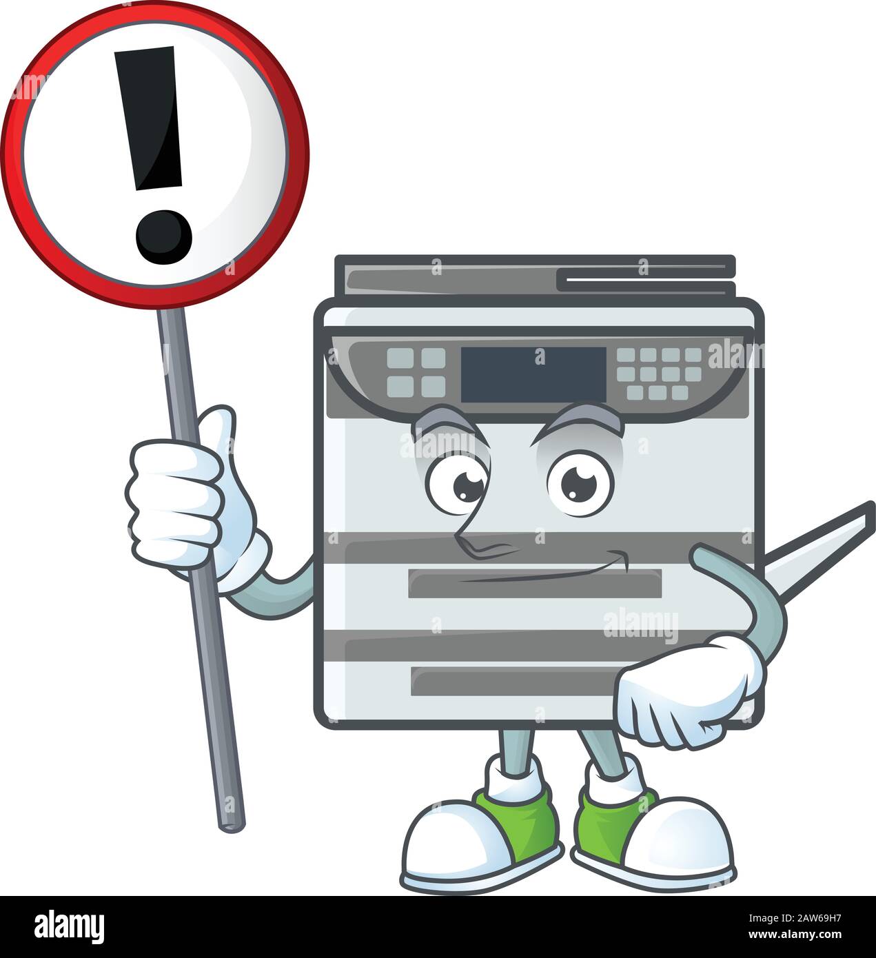 Cartoon character design of professional office copier rise up a broad ...