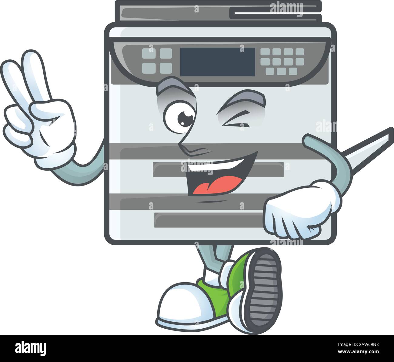 Cute cartoon mascot picture of professional office copier with two ...