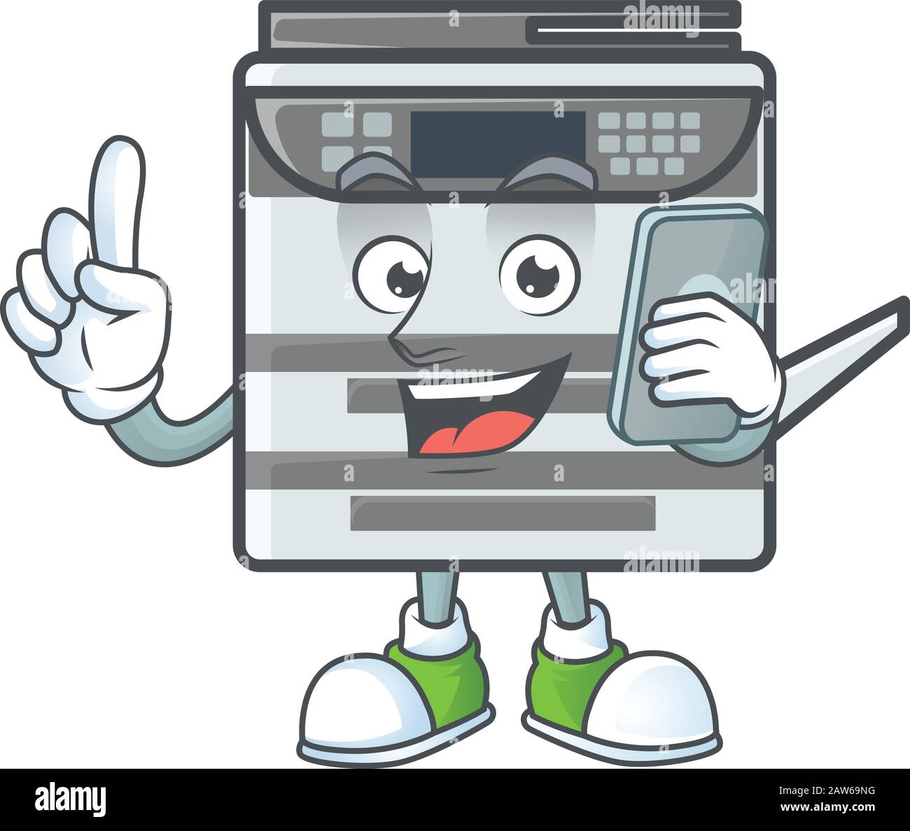 A picture of happy professional office copier speaking on the phone ...