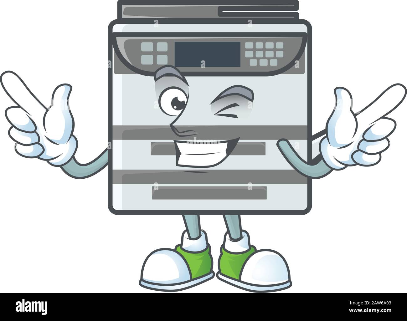 A comical face professional office copier mascot design with Wink eye ...