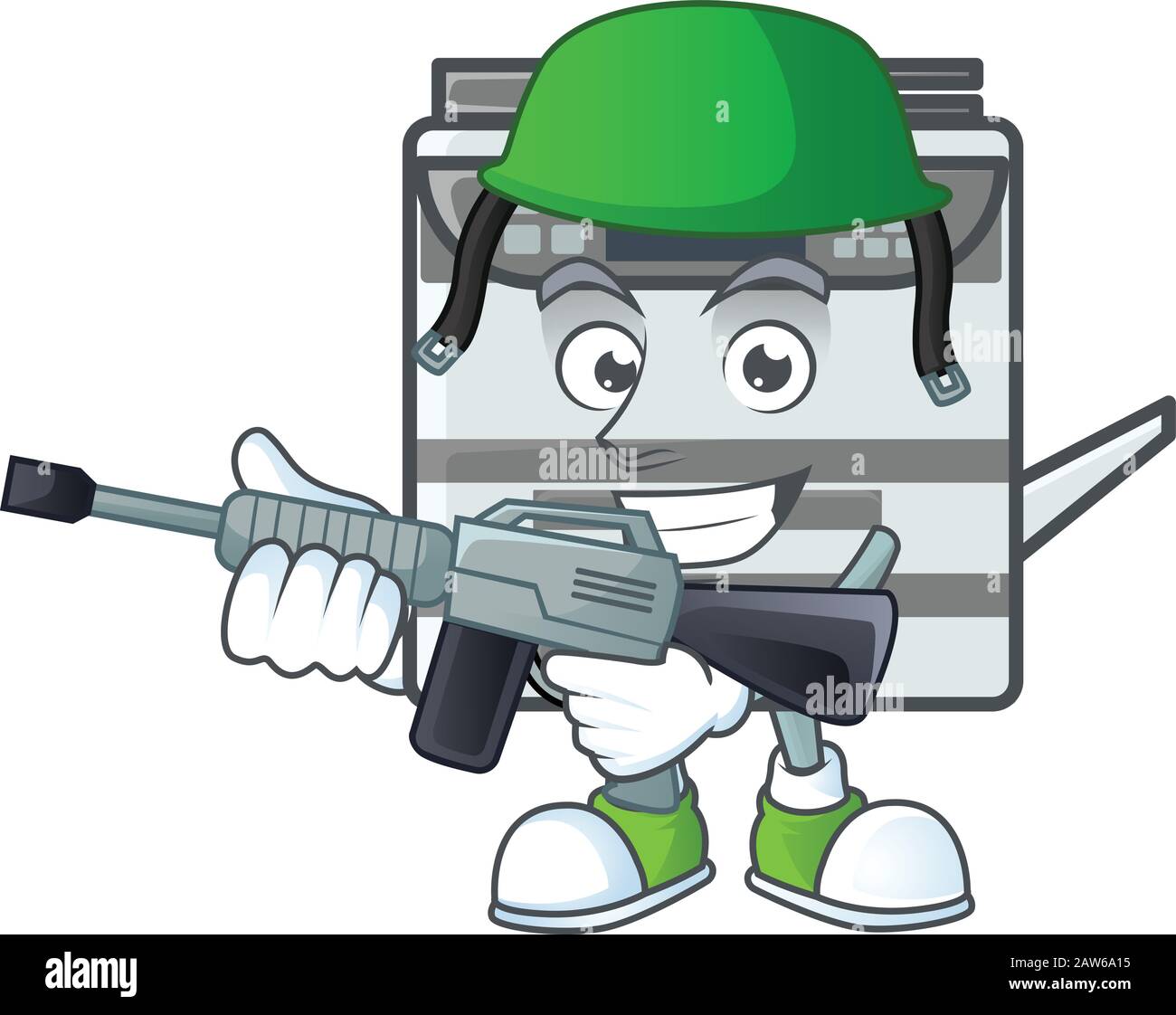Professional office copier mascot design in an Army uniform with ...