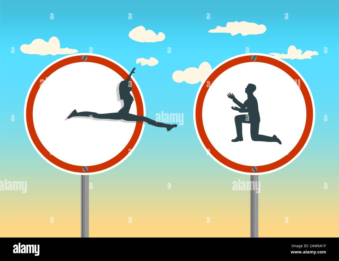 Funny couple pose Stock Vector Images - Alamy