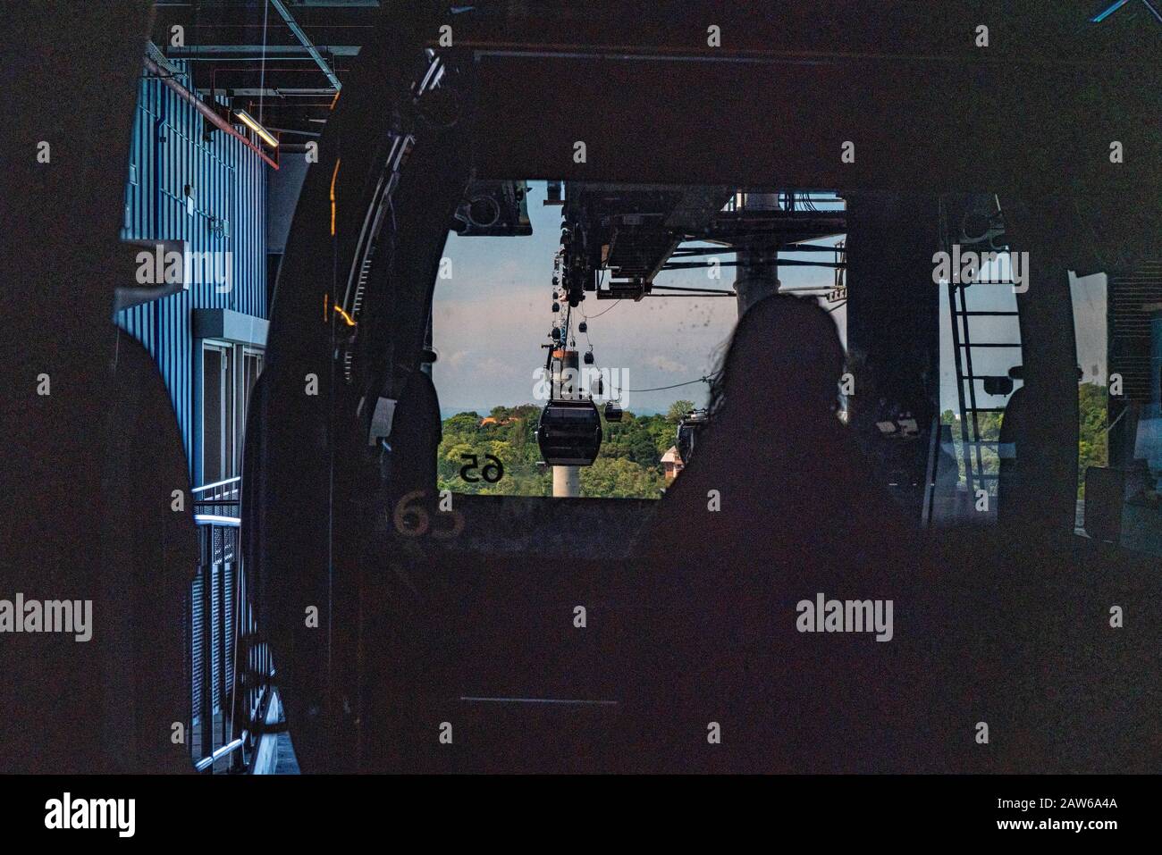 Singapore, April, 2019. The Singapore Cable Car carriages. It's a ...