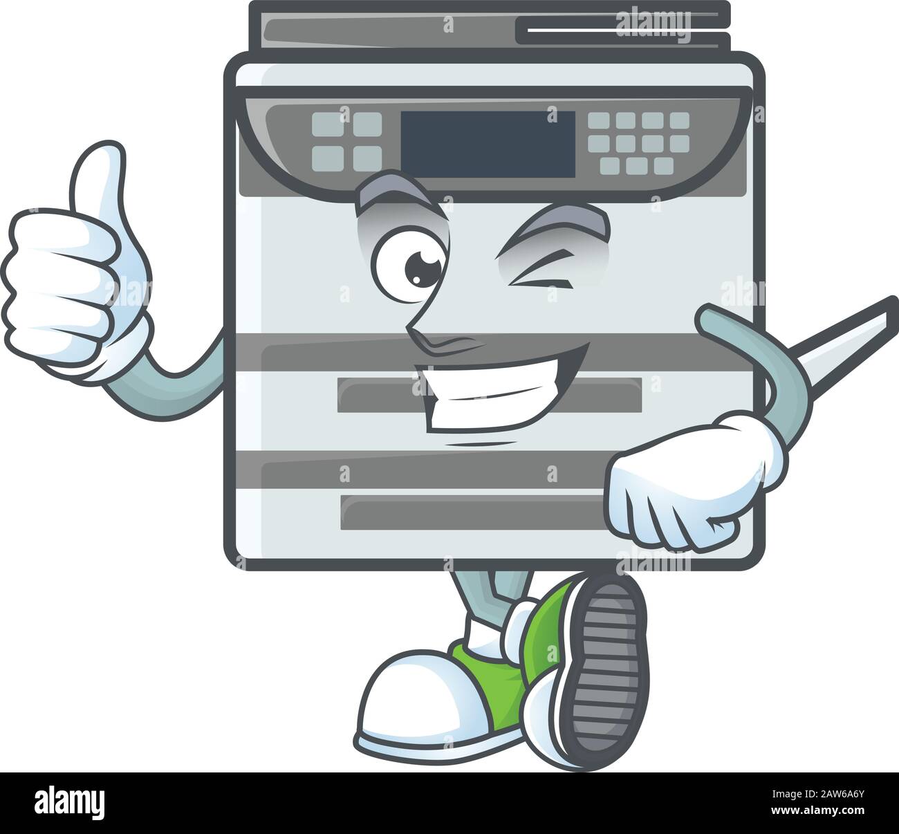 A mascot icon of professional office copier making Thumbs up gesture ...