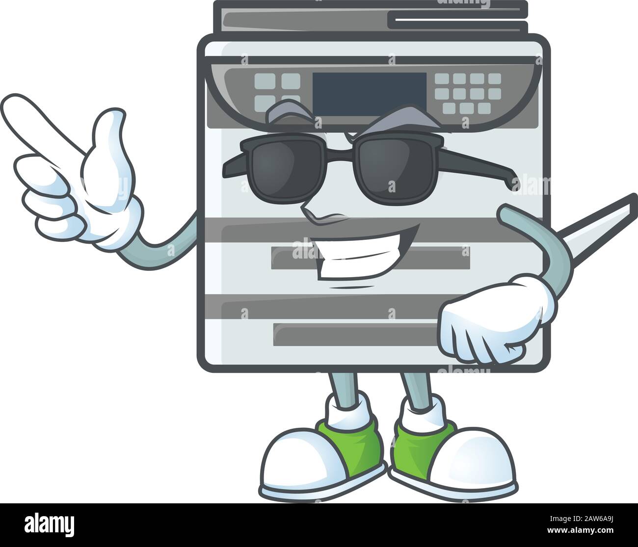 Super cool professional office copier mascot character wearing black ...