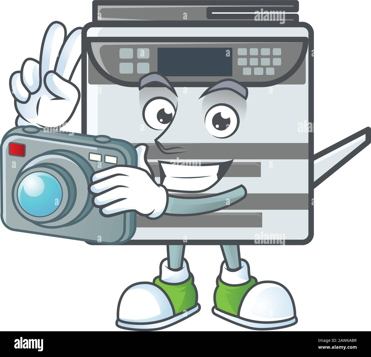 A professional office copier Photographer cartoon character in action ...
