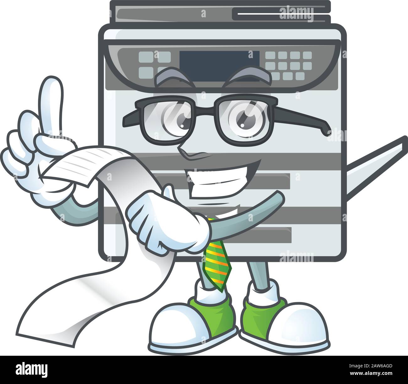 A funny face character of professional office copier holding a menu ...