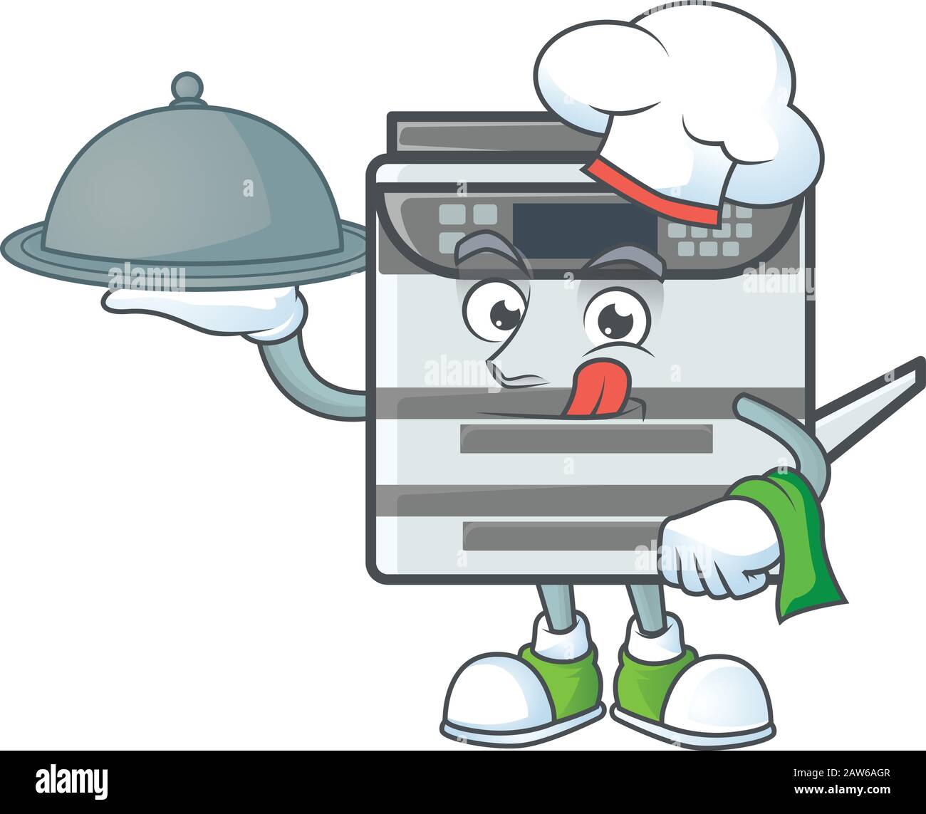 An icon of professional office copier as a Chef with food on tray ready ...