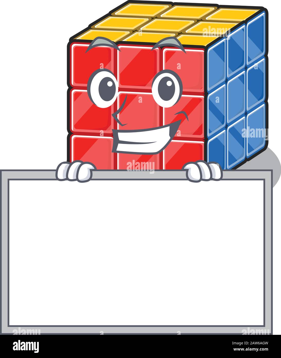 Rubic cube cartoon design concept grinning with board Stock Vector ...
