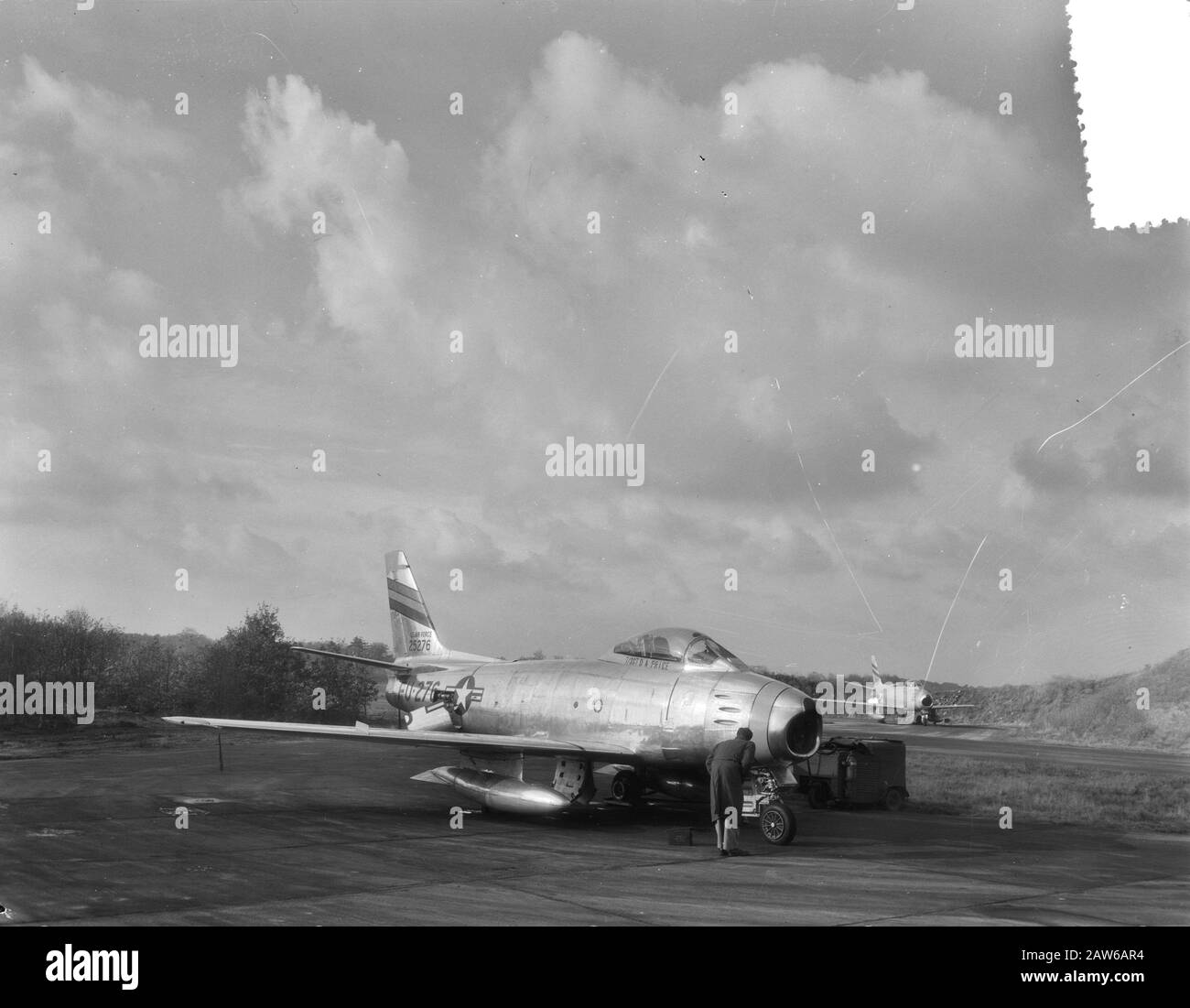 [North American F-86 Sabers from the USAFE 32nd Fighter Day Squadron ...