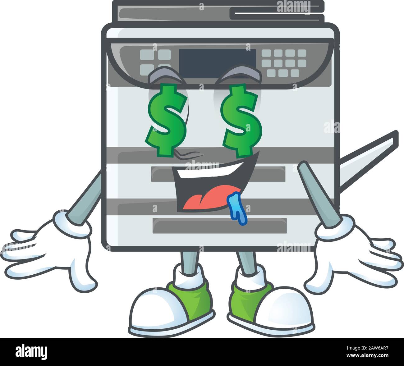 cartoon character style of professional office copier with Money eye ...