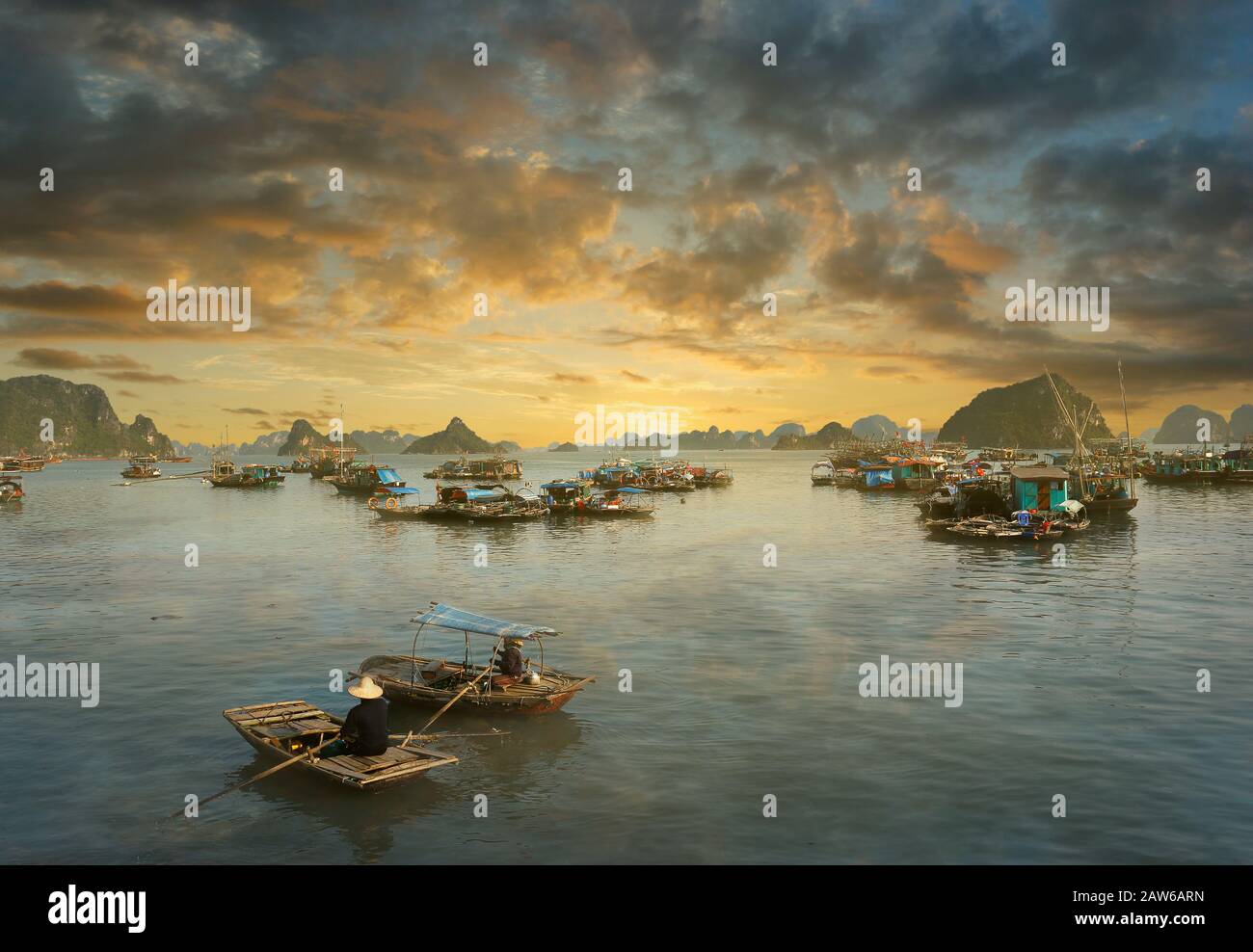 Sunset in ha long bay,Vietnam Stock Photo - Alamy