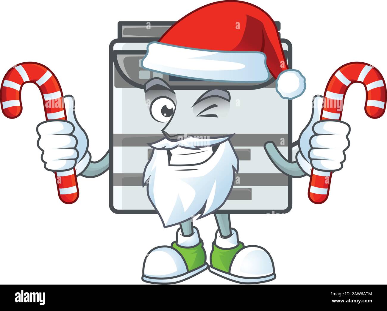 cartoon mascot style of professional office copier in Santa costume ...