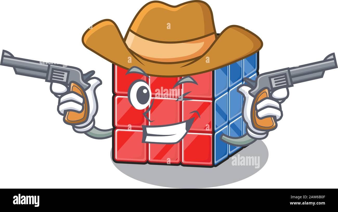 Rubic cube Cowboy cartoon concept having guns Stock Vector Image & Art ...