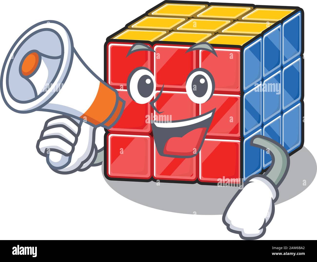 A mascot of rubic cube speaking on a megaphone Stock Vector Image & Art ...