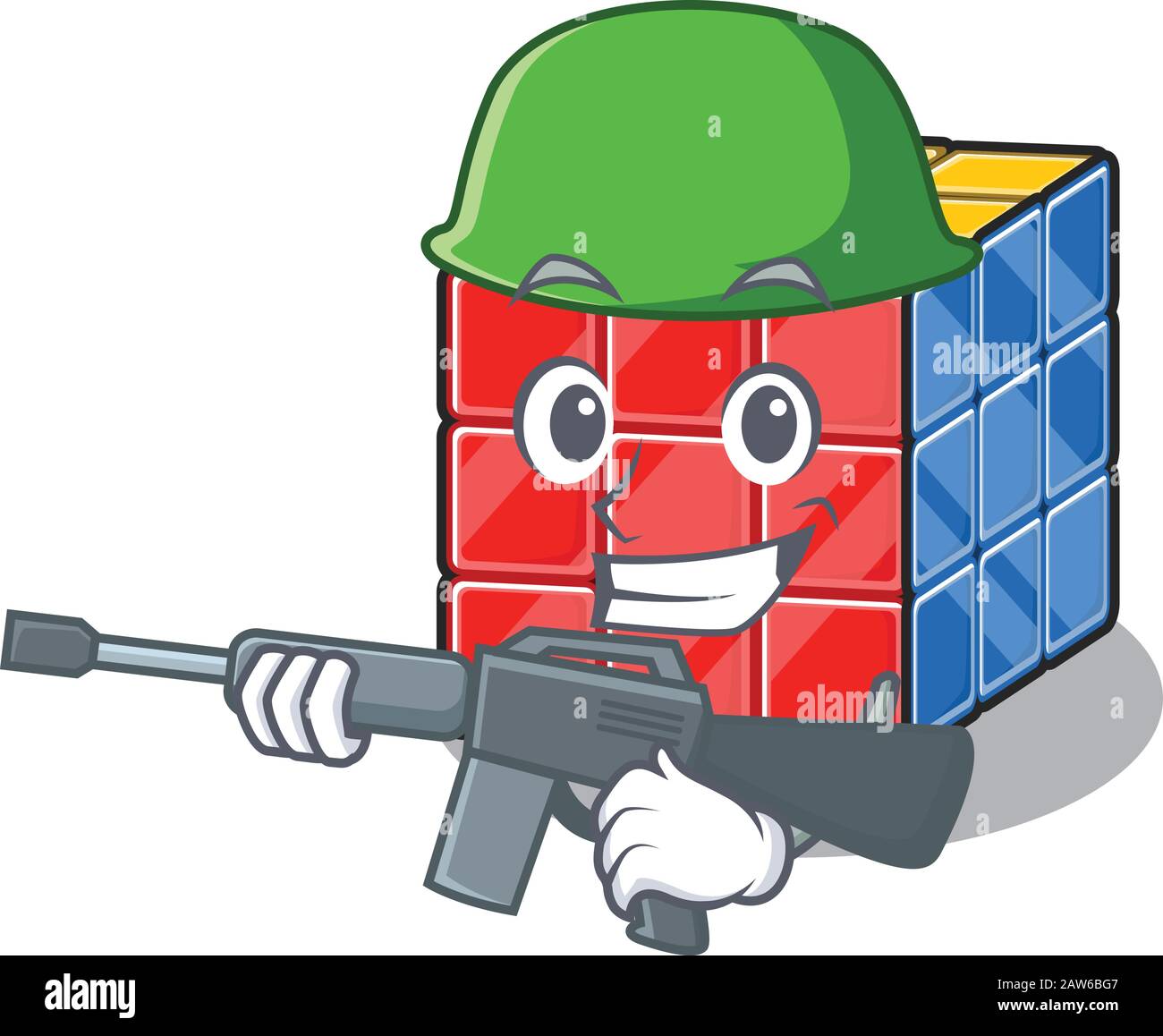 A cute picture of rubic cube Army with machine gun Stock Vector Image ...